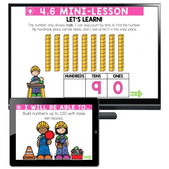 Lucky to Learn Math - 1st Grade - Lesson 4.6 - Build Numbers to 120 ...