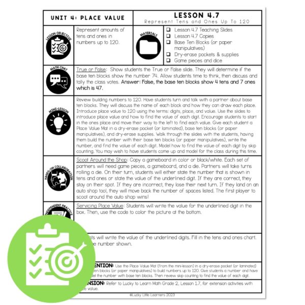 Lucky to Learn Math - 1st Grade - Lesson 4.7 - Represent Tens and Ones ...