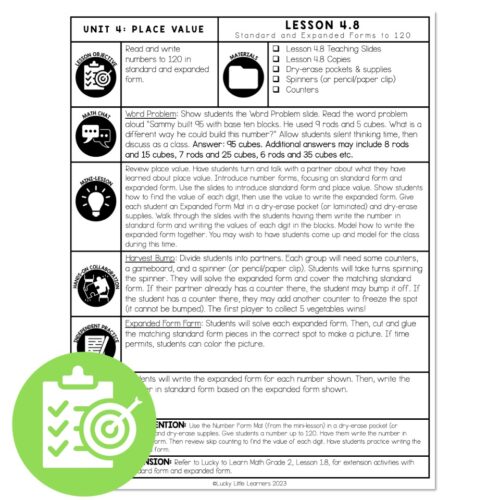 Lucky to Learn Math - 1st Grade - Lesson 4.8 - Standard and Expanded ...