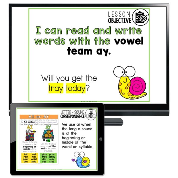 Lucky to Learn Phonics - Vowel Teams - Long A - Teaching Slides Level 2 ...
