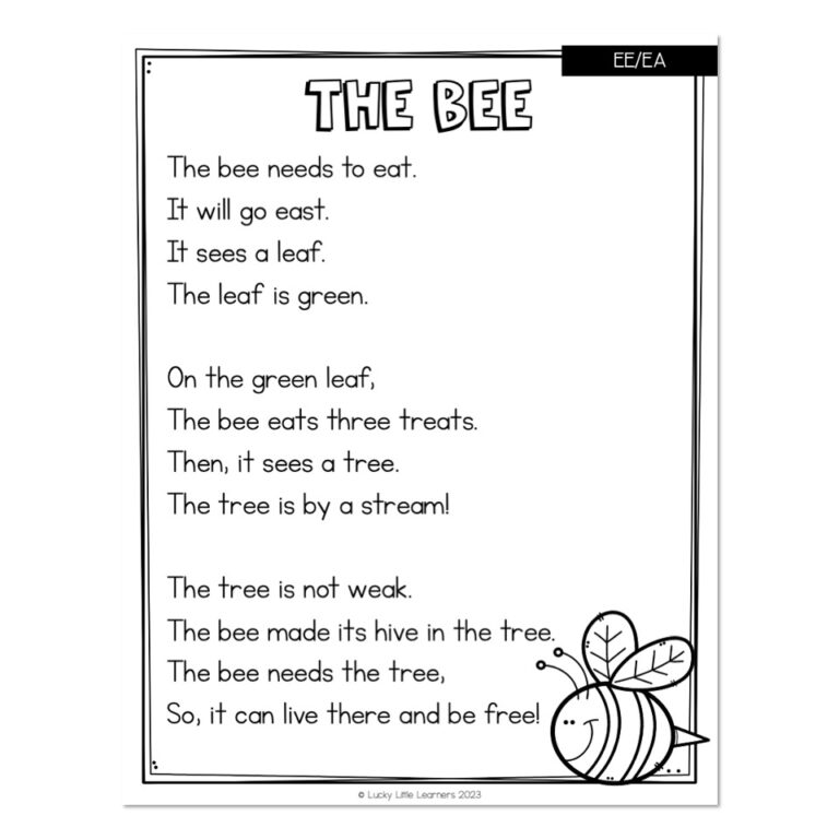 Lucky to Learn Phonics - Vowel Teams - Long E - 1st Grade Phonics Poem ...