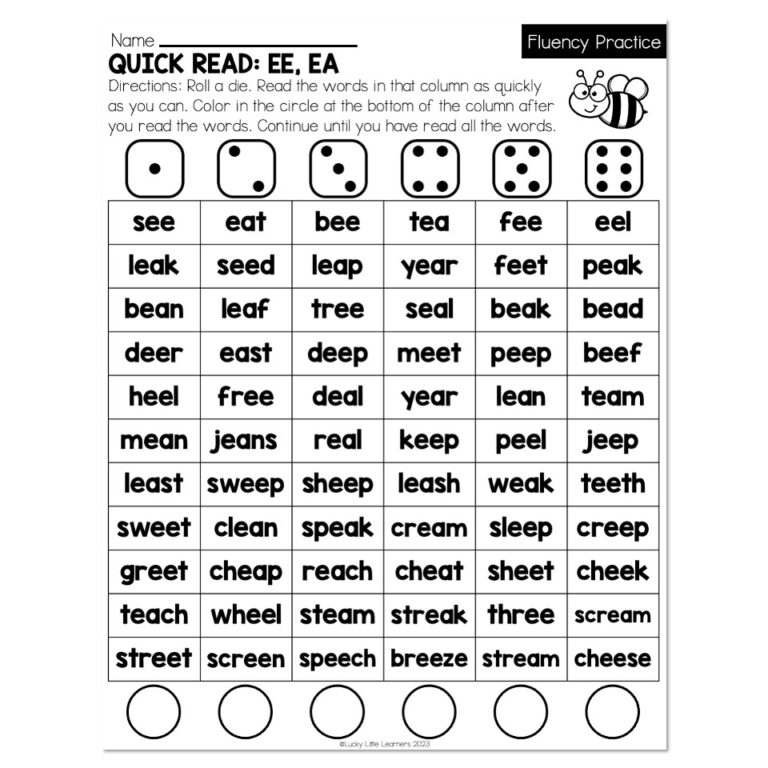 Lucky to Learn Phonics - Vowel Teams - Long E - Quick Read Fluency ...
