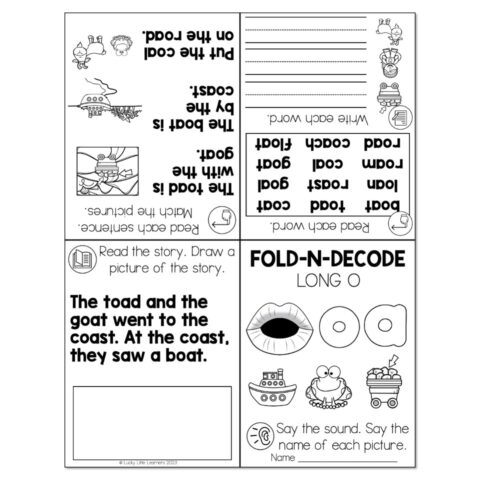 Lucky to Learn Phonics - Vowel Teams - Long O - OA Fold-N-Decode ...