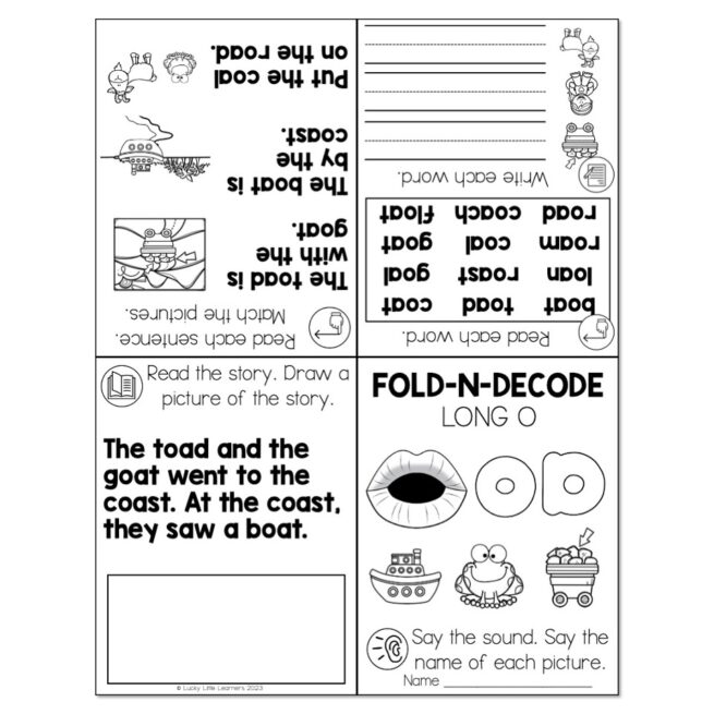 Lucky to Learn Phonics - Vowel Teams - Long O - OA Fold-N-Decode ...