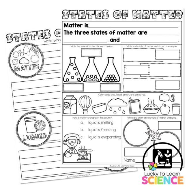 Lucky to Learn Science - States of Matter - One-Pager - Lucky Little ...