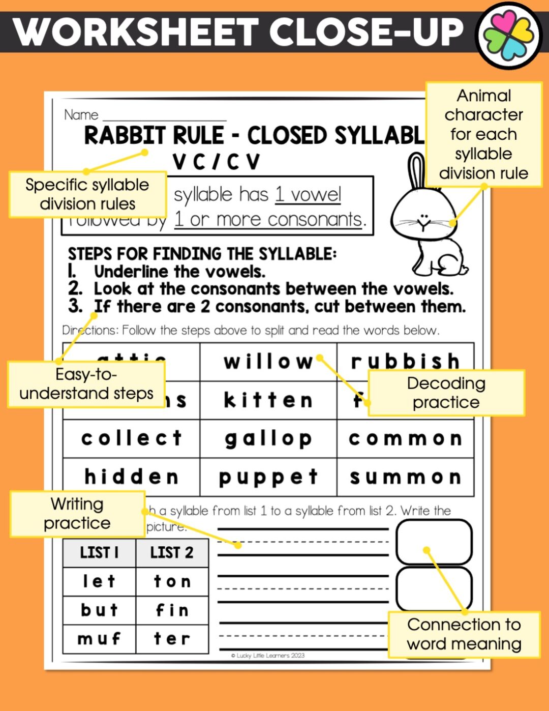 Multisyllable Words Book - Lucky Little Learners