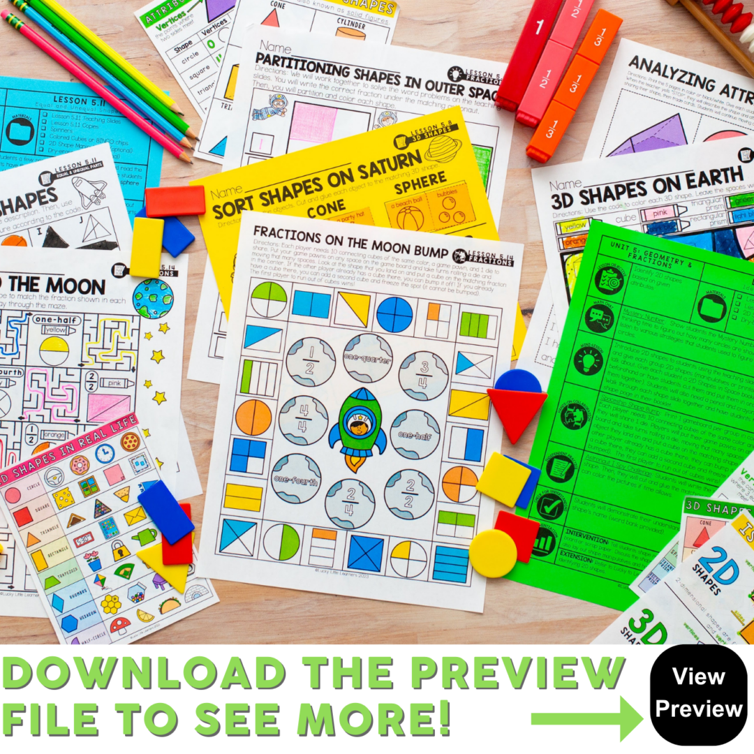 Geometry Shapes and Fractions Unit.. - Lucky Little Learners