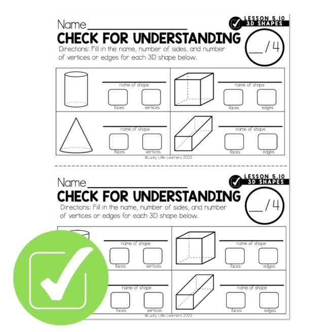 Lucky to Learn Math - 1st Grade - Geometry - Lesson 5.10 - Identify 3D ...