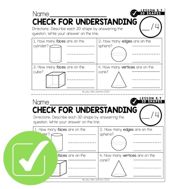 Lucky to Learn Math - 1st Grade - Geometry - Lesson 5.7 - 3D Shapes ...