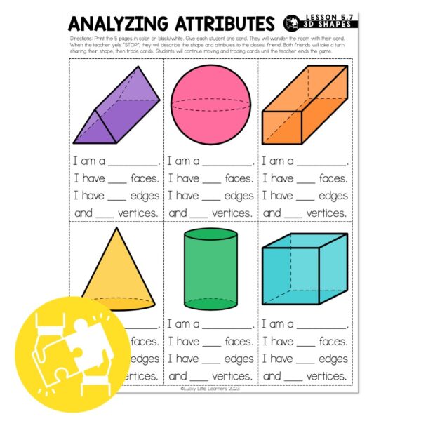 Lucky to Learn Math - 1st Grade - Geometry - Lesson 5.7 - 3D Shapes ...