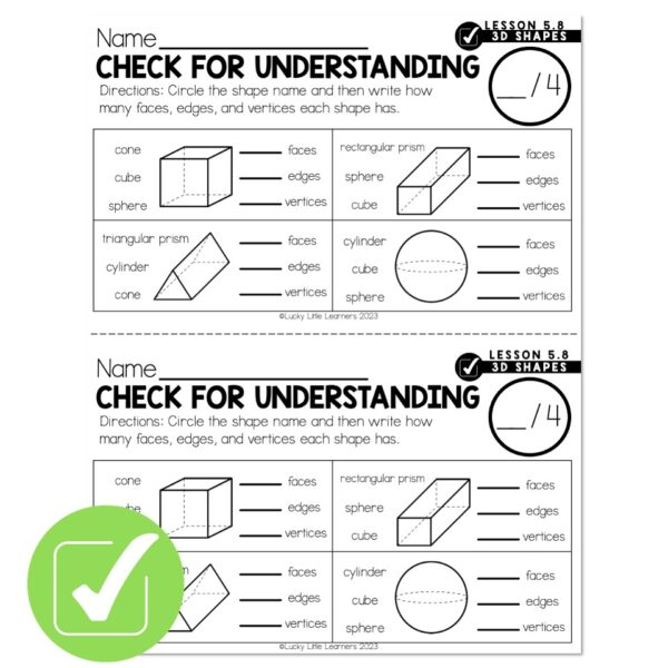 Lucky to Learn Math - 1st Grade - Geometry - Lesson 5.8 - Construct 3D ...