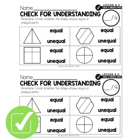 Lucky to Learn Math - 1st Grade - Geometry and Fractions - Lesson 5.11 ...