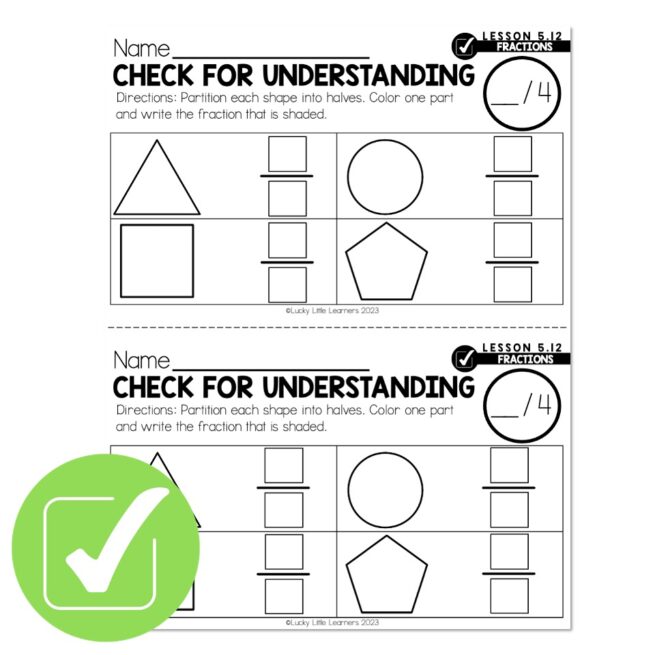 Lucky to Learn Math - 1st Grade - Geometry and Fractions - Lesson 5.12 ...