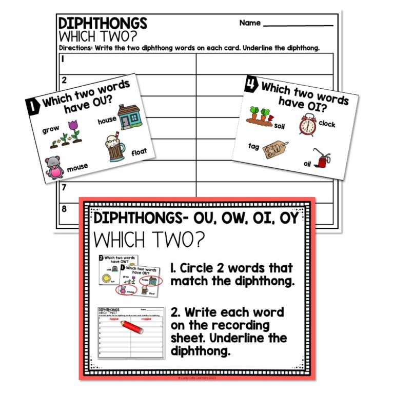 Lucky to Learn Phonics - Other Vowels - Diphthongs - OI OY OU OW - 1st ...