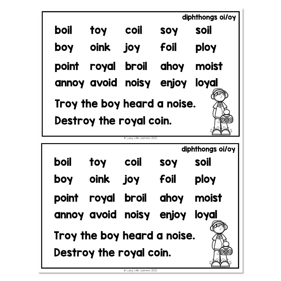 Lucky To Learn Phonics Other Vowels Diphthongs OI OY Word And