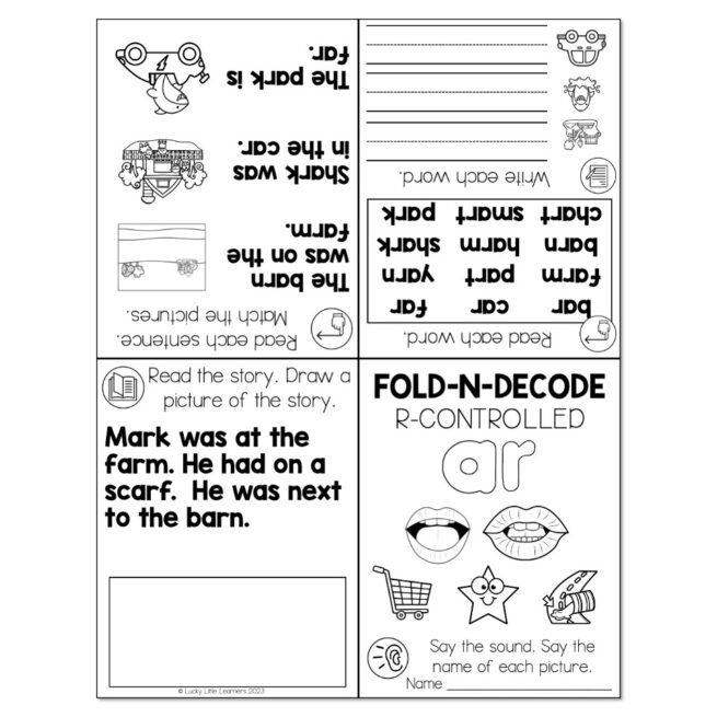 Lucky to Learn Phonics - Other Vowels - R-Controlled AR - Fold-N-Decode ...