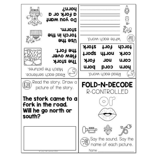 Lucky to Learn Phonics - Other Vowels - R-Controlled OR - Fold-N-Decode ...
