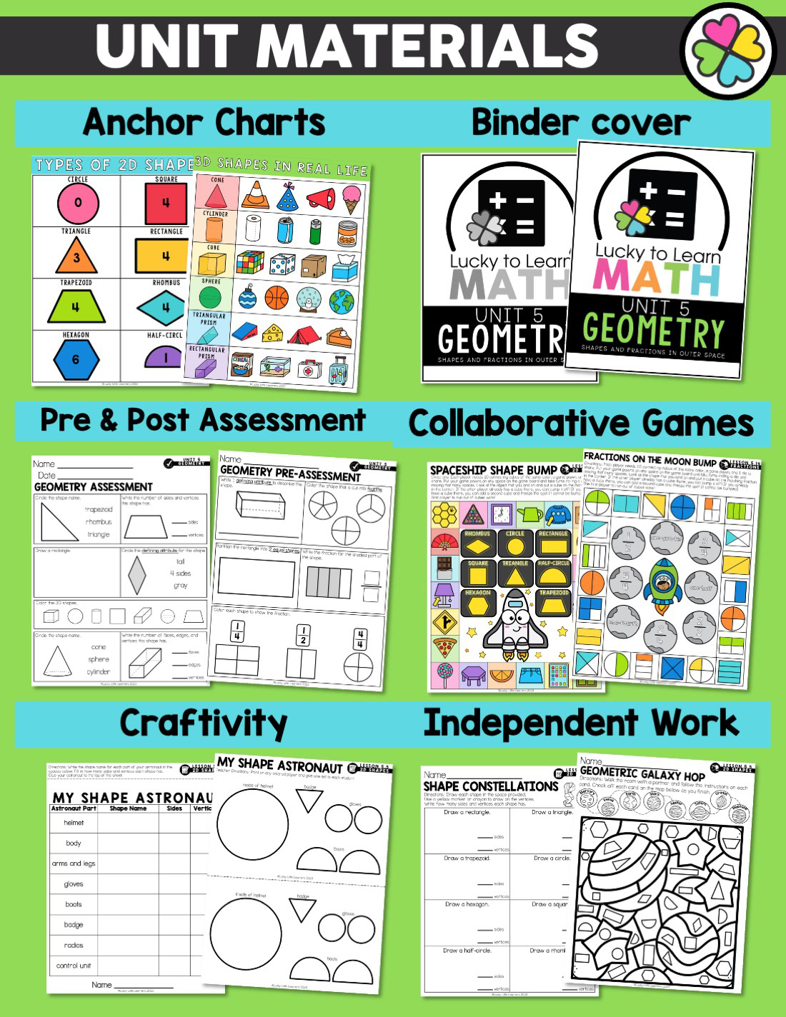Geometry Shapes and Fractions Unit.. - Lucky Little Learners