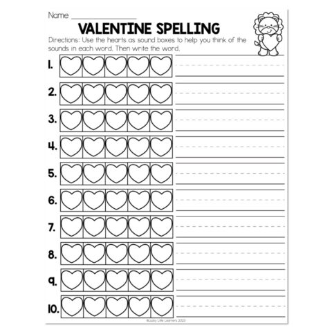 Sound Mapping - Valentine Heart Spelling - Lucky Little Learners
