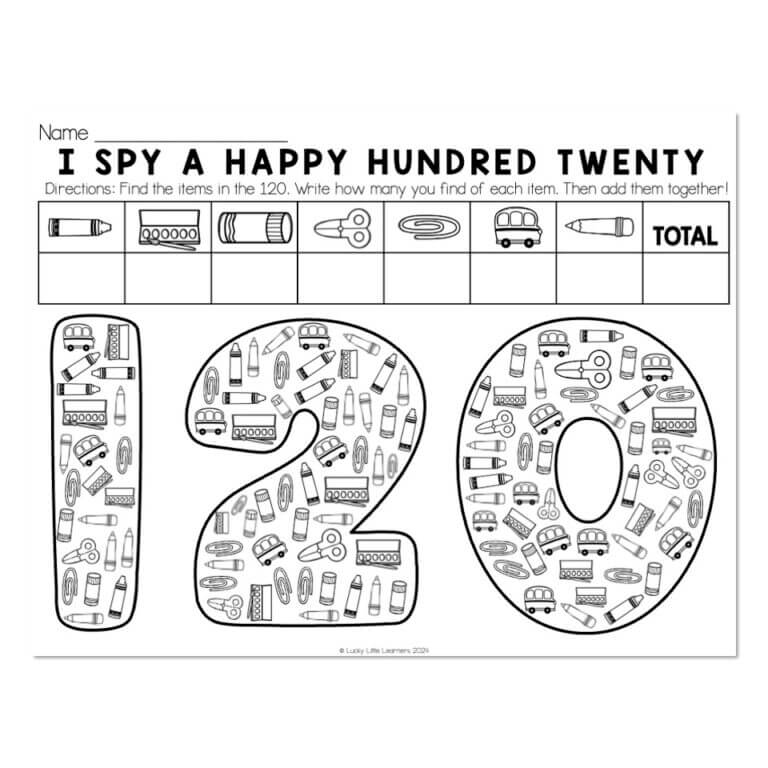 120th Day of School - I Spy a Happy Hundred Twenty - Lucky Little Learners