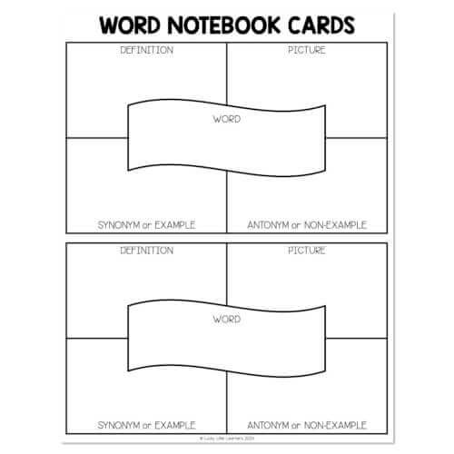 Book Companion - The Word Collector - Interactive Notebook - Word Cards ...