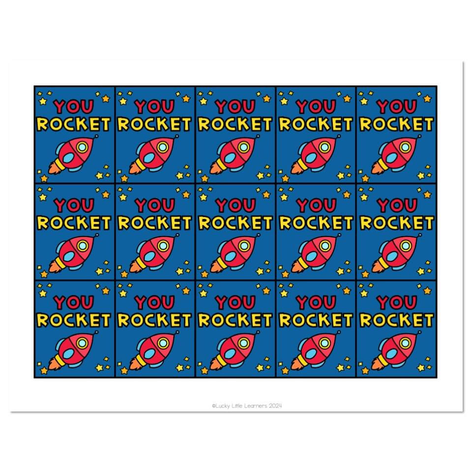 Brag Tags - You Rocket Red - Lucky Little Learners