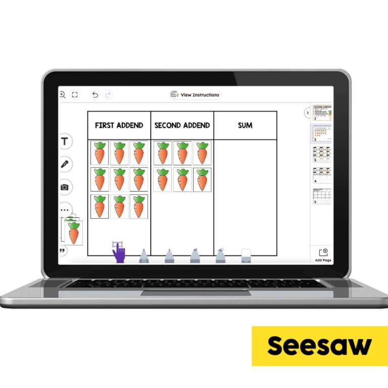 Digital Seesaw - 1st Grade April Math Center - Missing Addends - Lucky ...