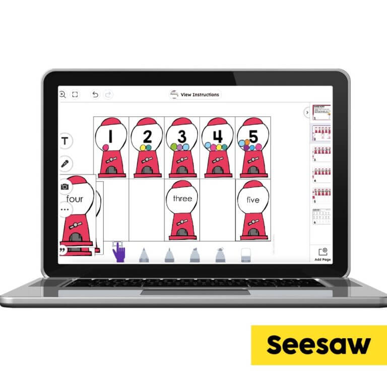 Digital Seesaw - 1st Grade July Math Center - Number Words - Lucky ...