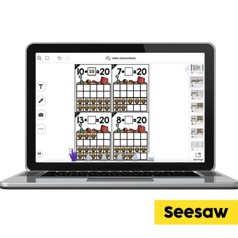 Digital Seesaw - 1st Grade June Math Center - Missing Addends - Lucky ...
