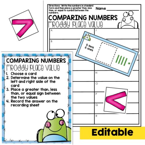 Editable - 1st Grade April Math Center - Comparing Numbers - Lucky ...