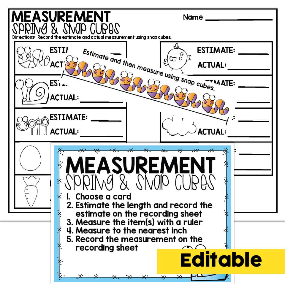 Editable - 1st Grade April Math Center - Measurement - Lucky Little ...