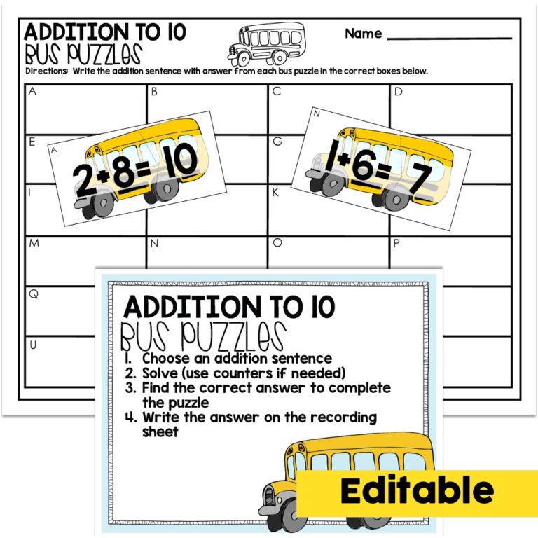 Editable - 1st Grade August Math Center - Addition to 10 - Lucky Little ...