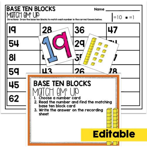 Editable - 1st Grade August Math Center - Base 10 Blocks - Lucky Little ...