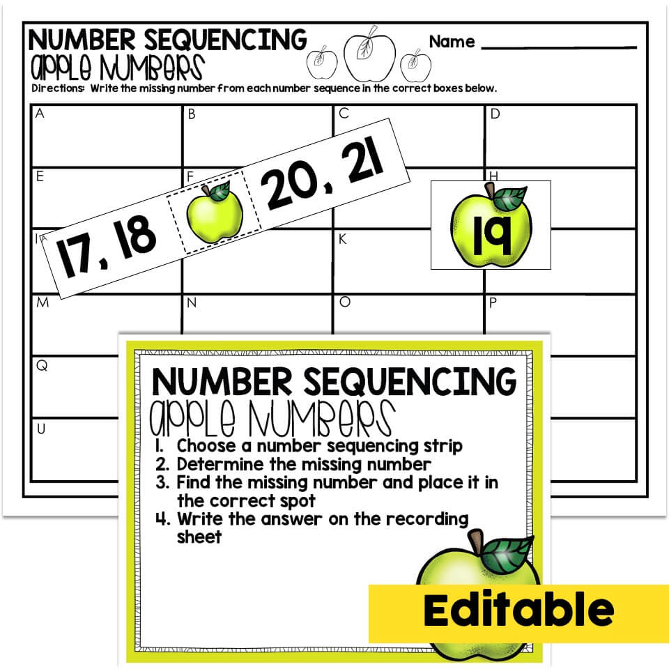 Editable - 1st Grade August Math Center - Number Sequencing - Lucky ...