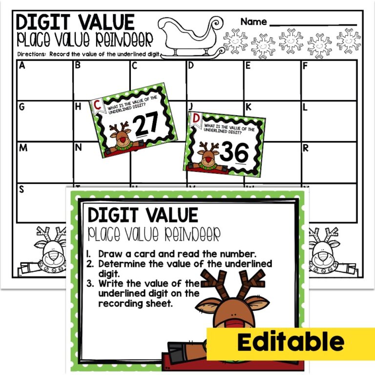 Editable - 1st Grade December Math Center - Digit Value Place Value ...