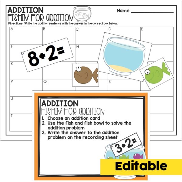 Editable - 1st Grade July Math Center - Addition - Lucky Little Learners