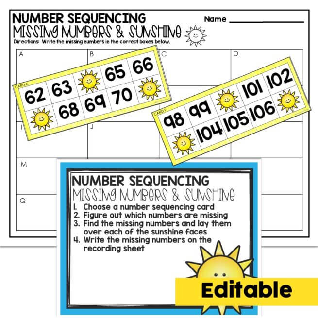 Editable - 1st Grade July Math Center - Number Sequencing - Lucky ...