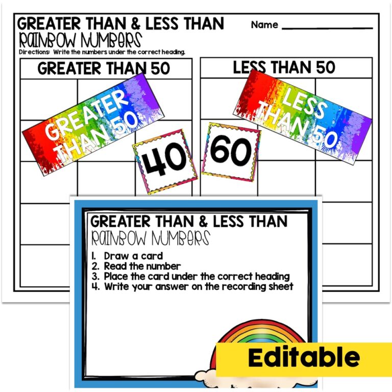 Editable - 1st Grade June Math Center - Greater Than and Less Than ...