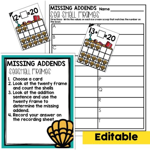 Editable - 1st Grade June Math Center - Missing Addends - Lucky Little ...