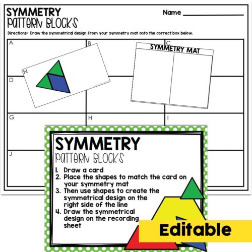 Editable - 1st Grade May Math Center - Symmetry - Lucky Little Learners