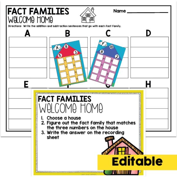 Editable - 1st Grade November Math Center - Fact Families - Lucky ...