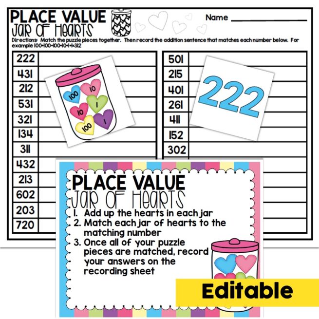 Editable - 2nd Grade February Math Center - Place Value - Lucky Little ...