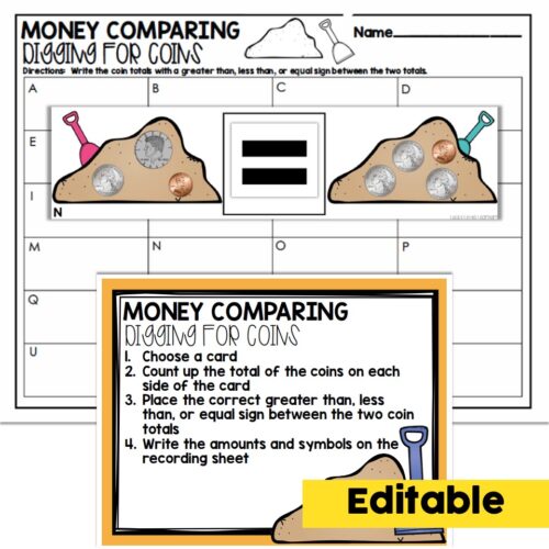 Editable - 2nd Grade July Math Center - Money - Lucky Little Learners