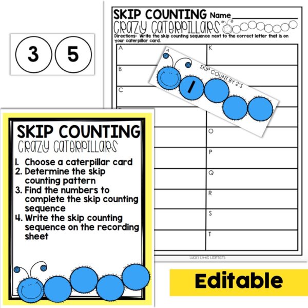 Editable - 2nd Grade July Math Center - Skip Counting - Lucky Little ...