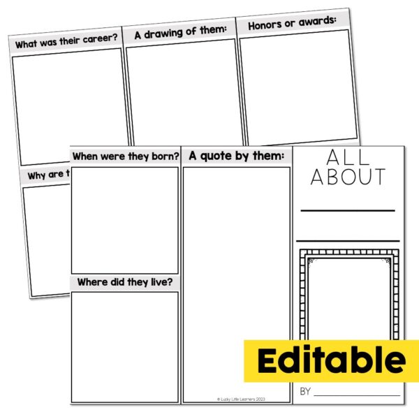 Editable - Biography Brochure Template - Lucky Little Learners