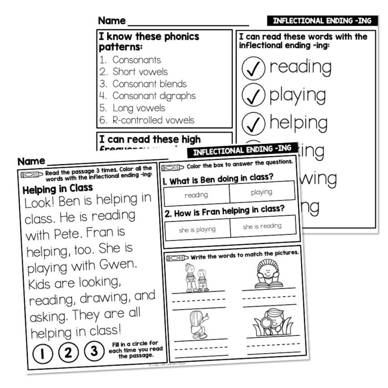Lucky to Learn Phonics - Other Consonants - Inflectional Ending -ING ...