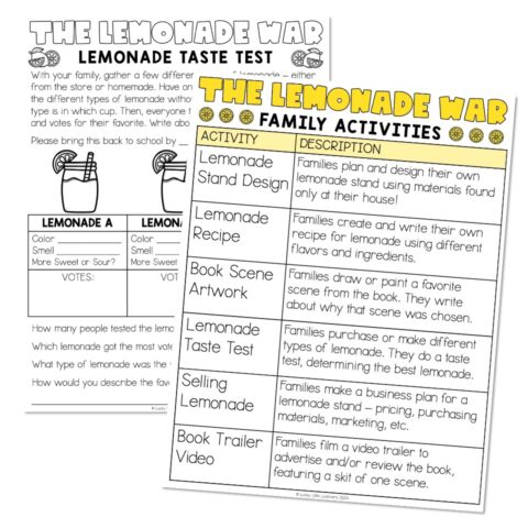 Read Aloud Companion - The Lemonade War - Family Activities Ideas and ...