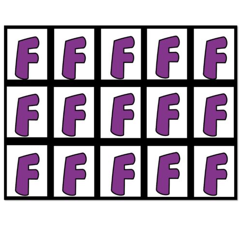 Brag Tags - Alphabet - Black Border - Uppercase F - Lucky Little Learners