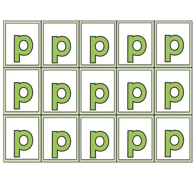 Brag Tags - Alphabet - Color Border - Lowercase p - Lucky Little Learners