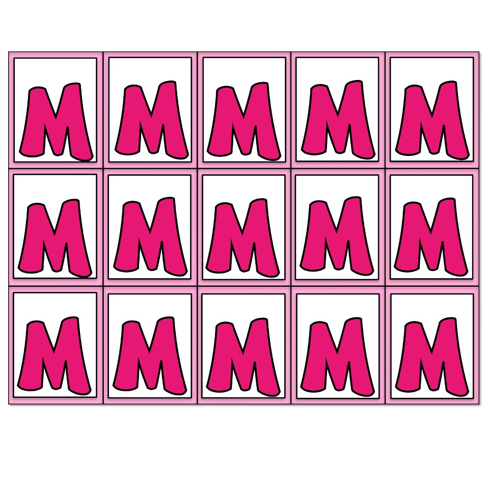 Brag Tags - Alphabet - Color Border - Uppercase M - Lucky Little Learners